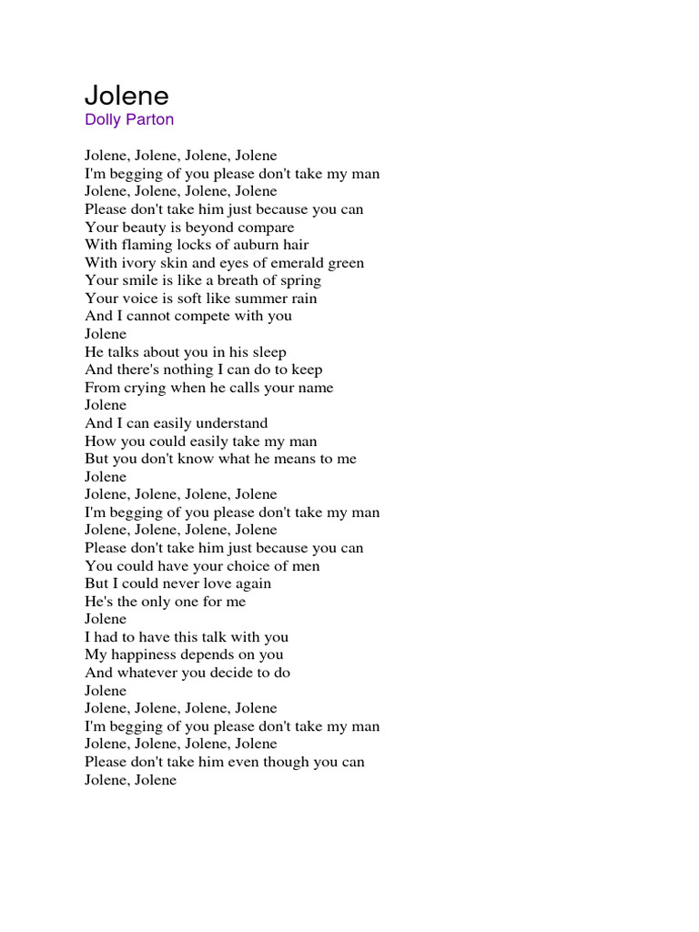 Jolene-lyrics | PDF