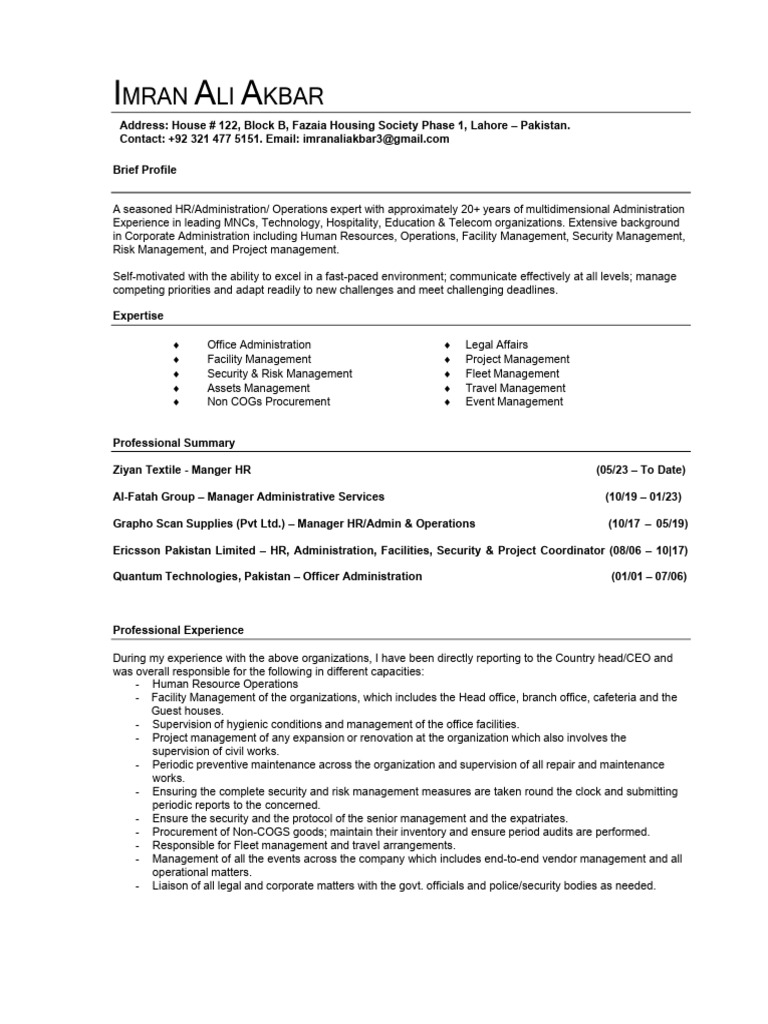 Imran Ali Akbar CV | PDF | Business