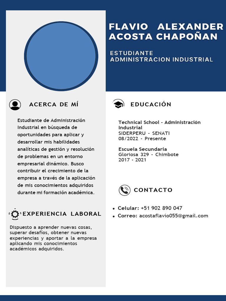 Flavio Acosta: Estudiante de Administración | PDF