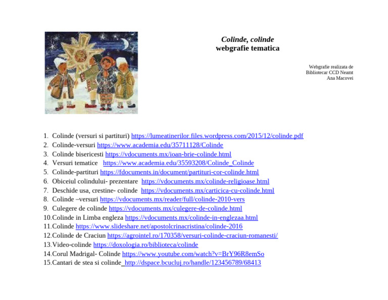 Colinde Bisericești: Resurse Online | PDF