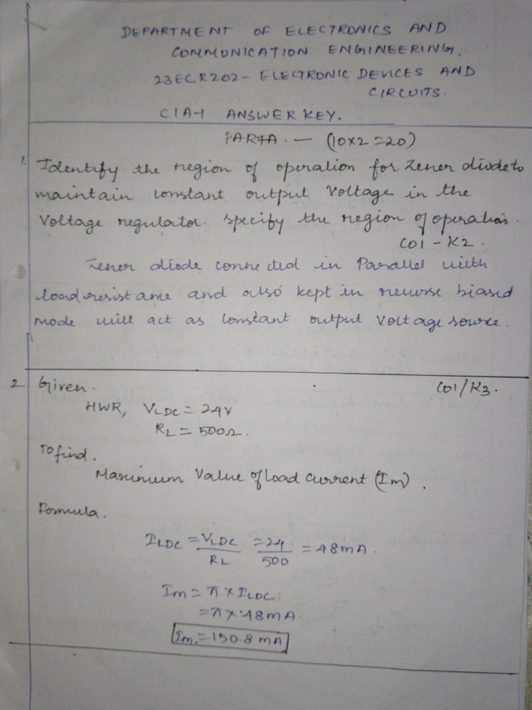 EDC CIA 1 Answer Key | PDF