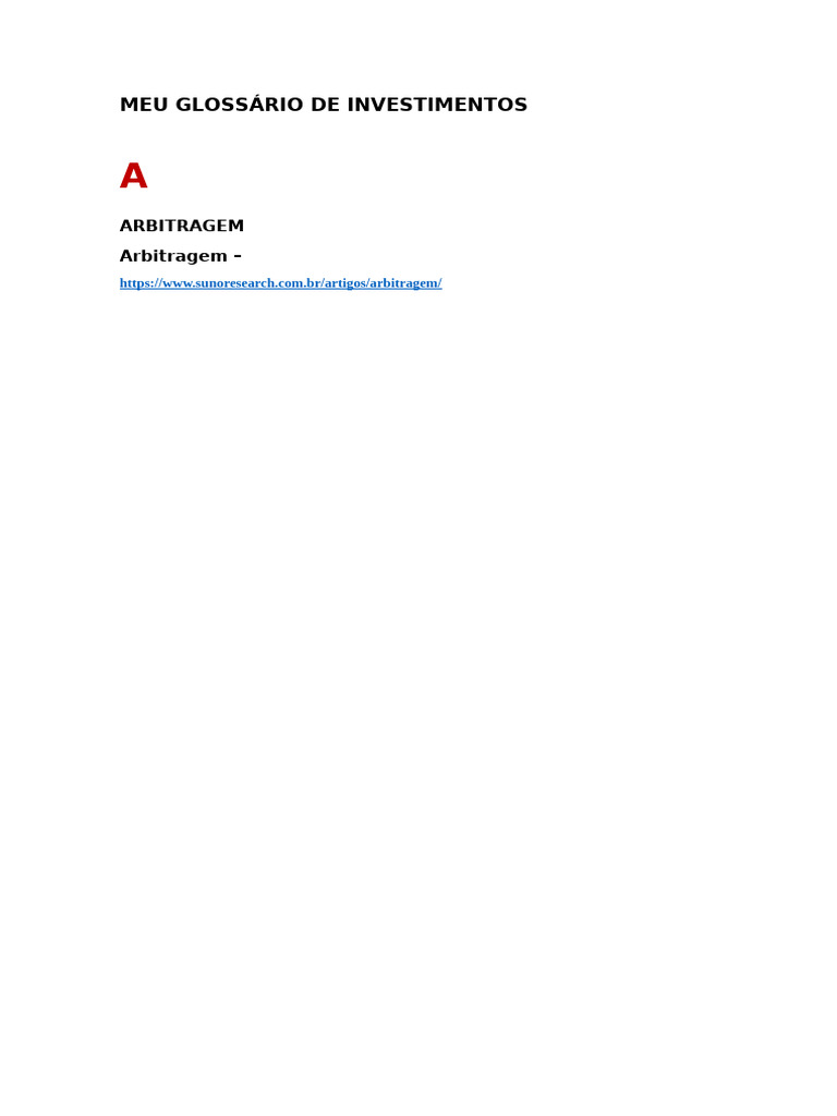 Meu Glossário de Investimentos | PDF | Câmbio de fundo comercial | Investimentos