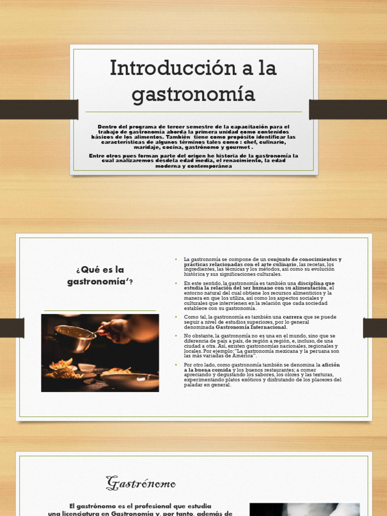 Introducción A La Gastronomía | PDF | Artes culinarias | Gastronomía