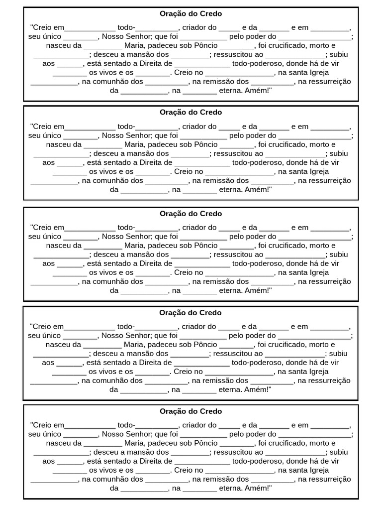 Oração Do Credo Atividade | PDF | Ressurreição de Jesus | Jesus