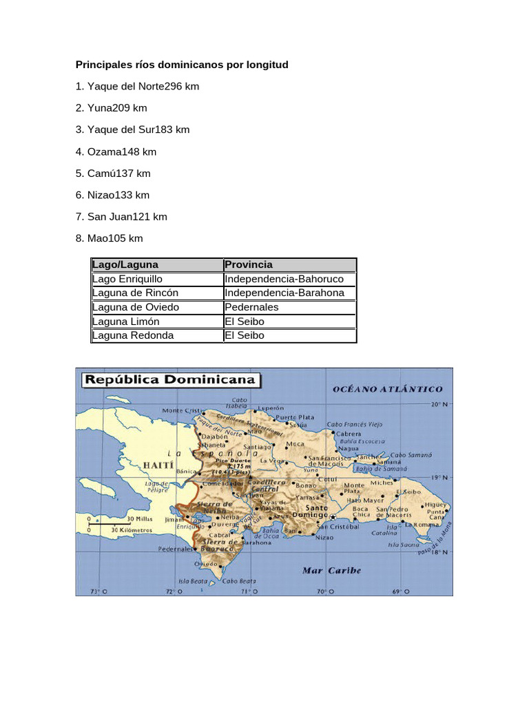 Ríos y lagos de República Dominicana | PDF | Viajes y turismo | Cocina ...