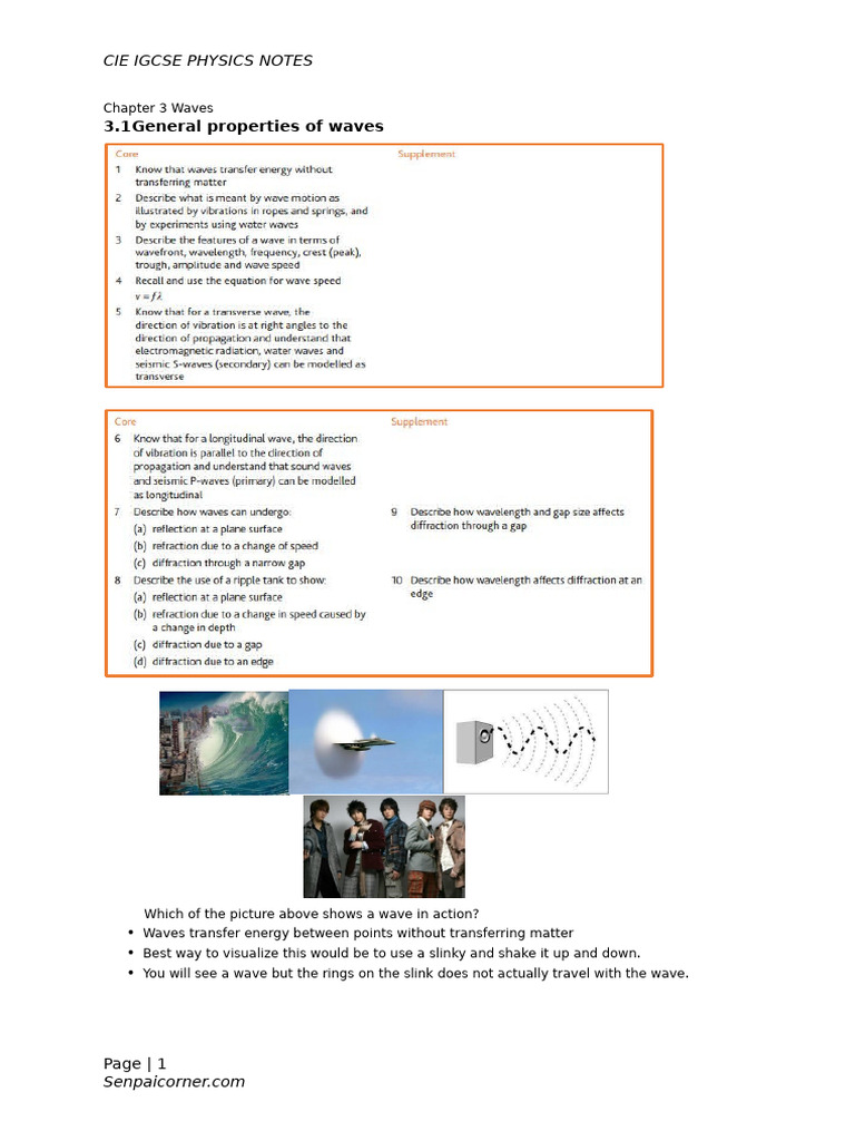 CIE IGCSE Physics Chapter 3 2023 ONW | PDF | Waves | Sound