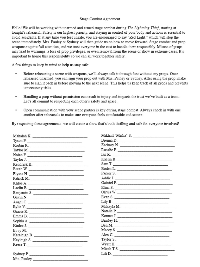 Stage Combat Agreement | PDF