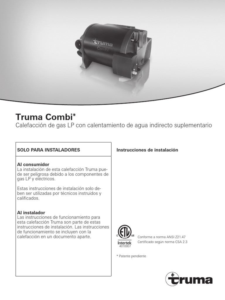 Truma Heating Combi Installation Us Es | PDF | Chimenea | Ventilación ...