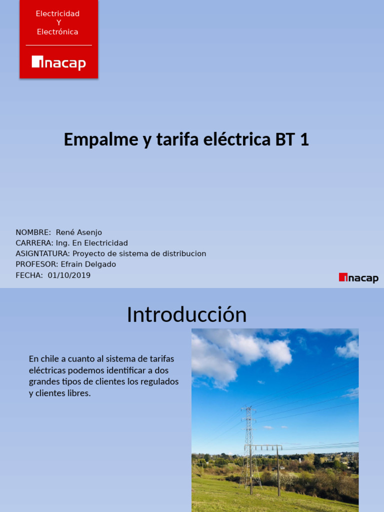 Tarifa y Empalme Eléctrico BT1 | PDF | Ingenieria Eléctrica | Energia electrica