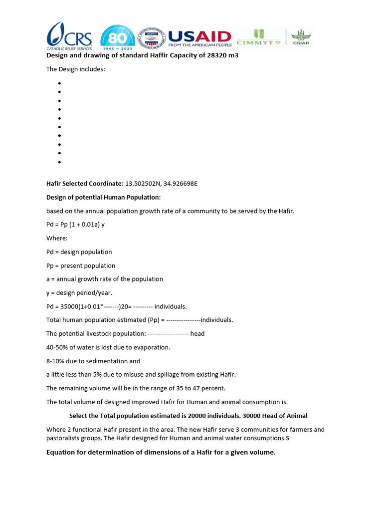 Design of 28320 m³ Hafir Water System | PDF | Cost Of Living | Soil ...