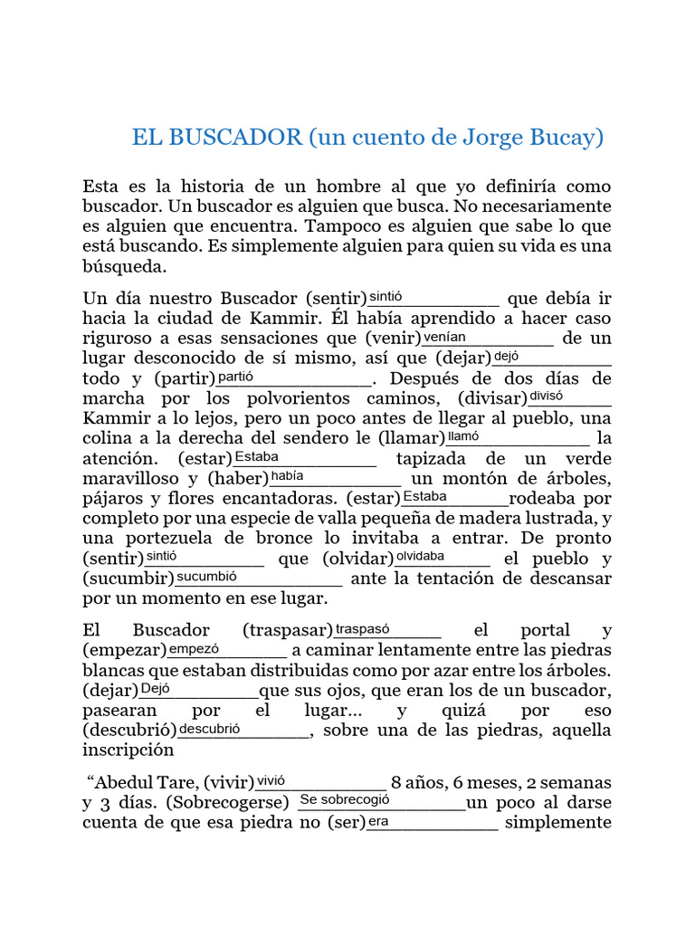 EL BUSCADOR (Un Cuento de Jorge Bucay) : Pasearan Por El Lugar y Quizá ...