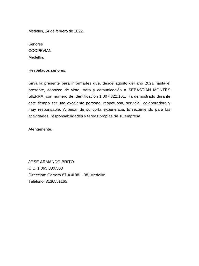 Carta Sebastian Brito | PDF