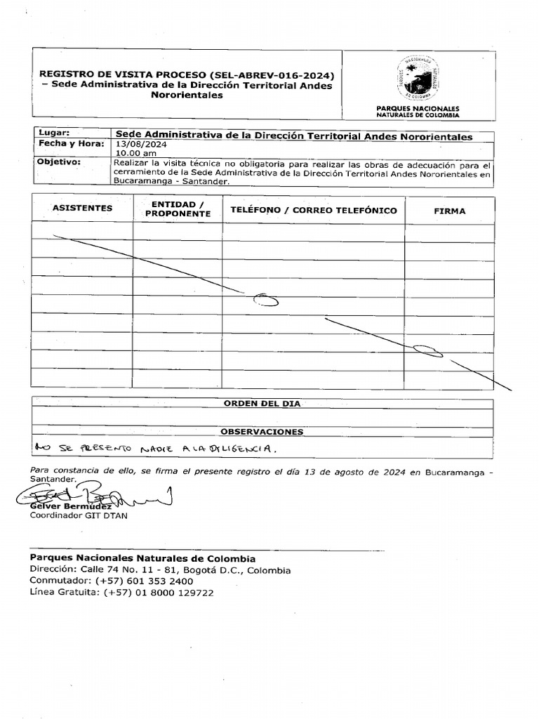 REGISTRO DE VISITA SELECCIÓN ABREV 016-2024 | PDF