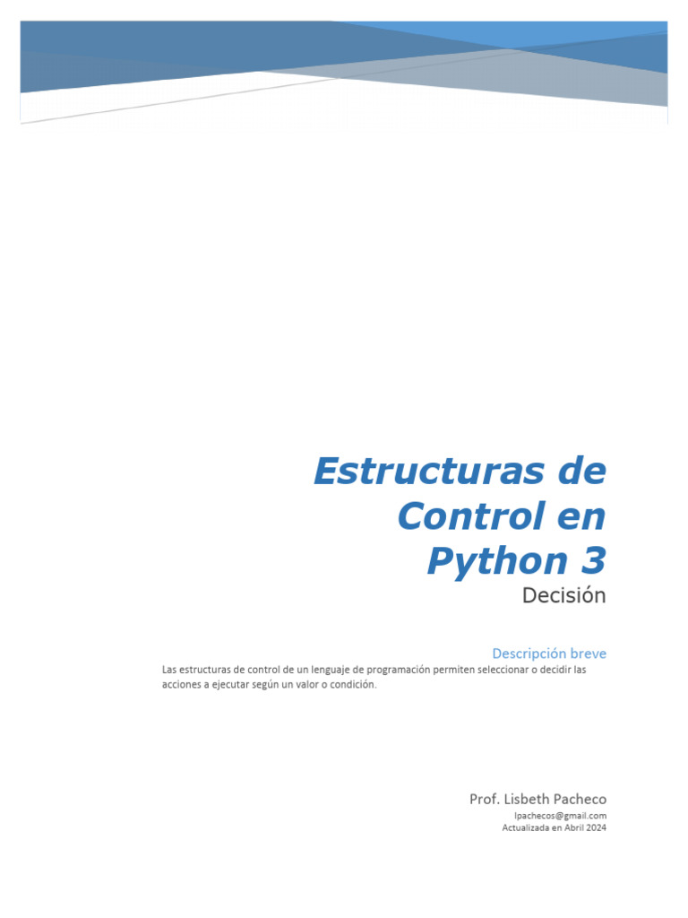 Estructuras de Control123 | PDF | Flujo de control | Python (lenguaje de programación)