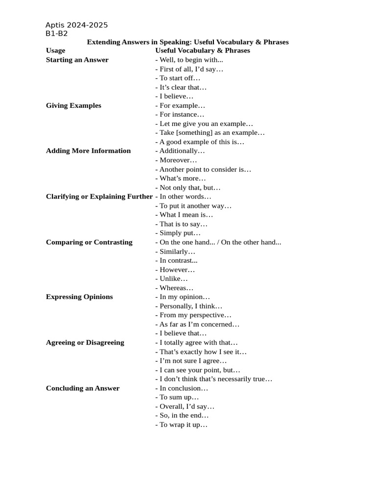 Extending Answers in Speaking | PDF