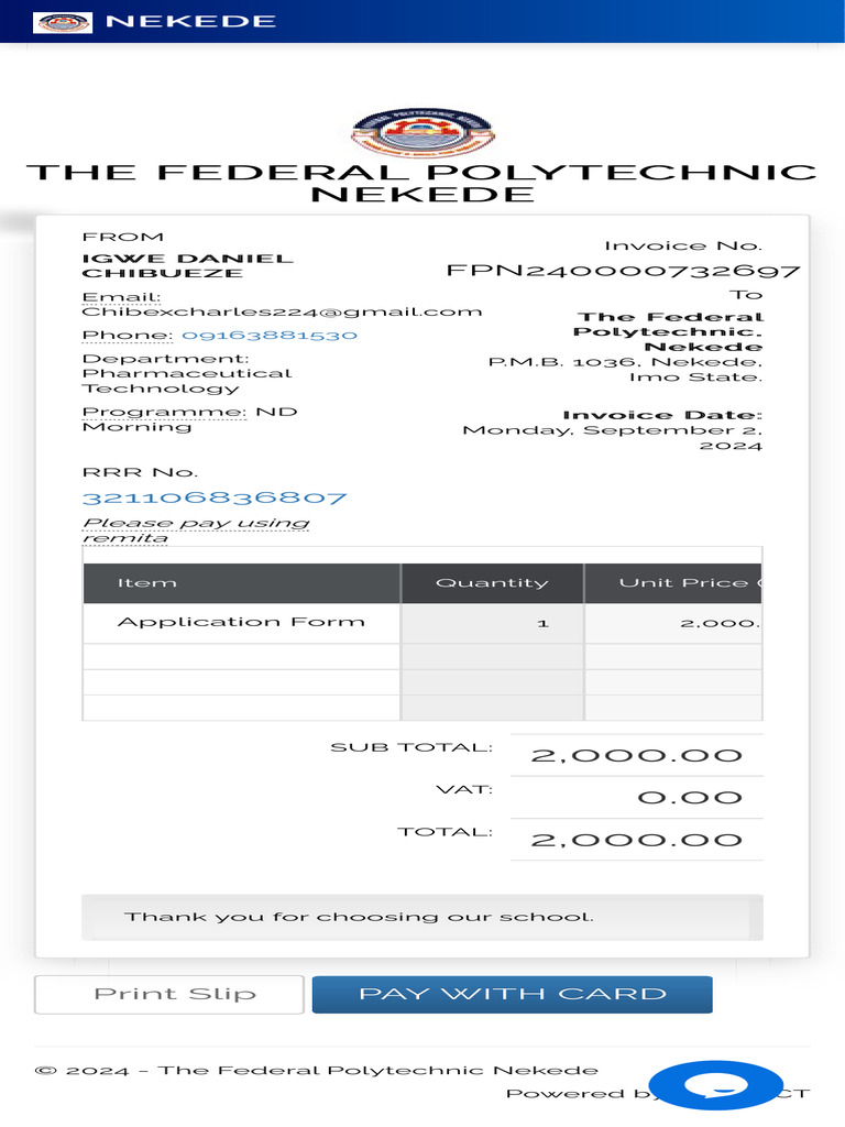 Invoive - The Federal Polytechnic Nekede | PDF | Finance & Money ...