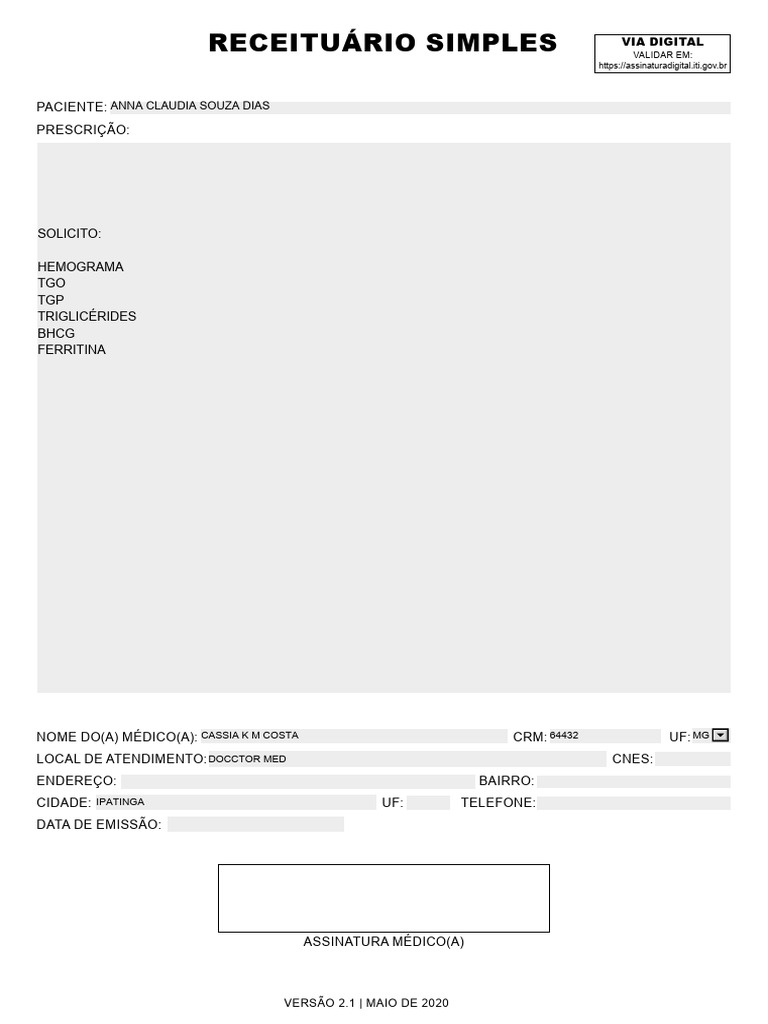 Receituario Simples | PDF