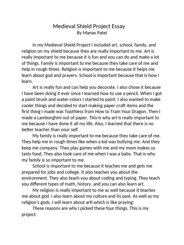 Medieval Shield Project Essay | PDF | Self-Improvement | Wellness