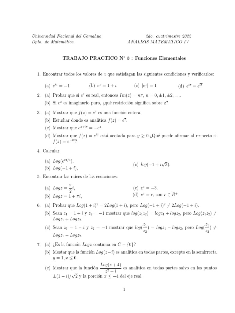 2 - TP3 Funciones Elementales | PDF | Relaciones matematicas | Matemáticas