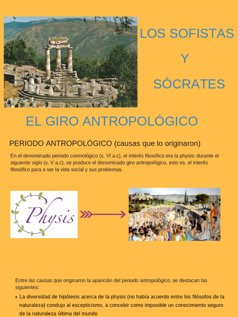 Sofistas y Sócrates: Giro Antropológico | PDF | Sócrates | Platón