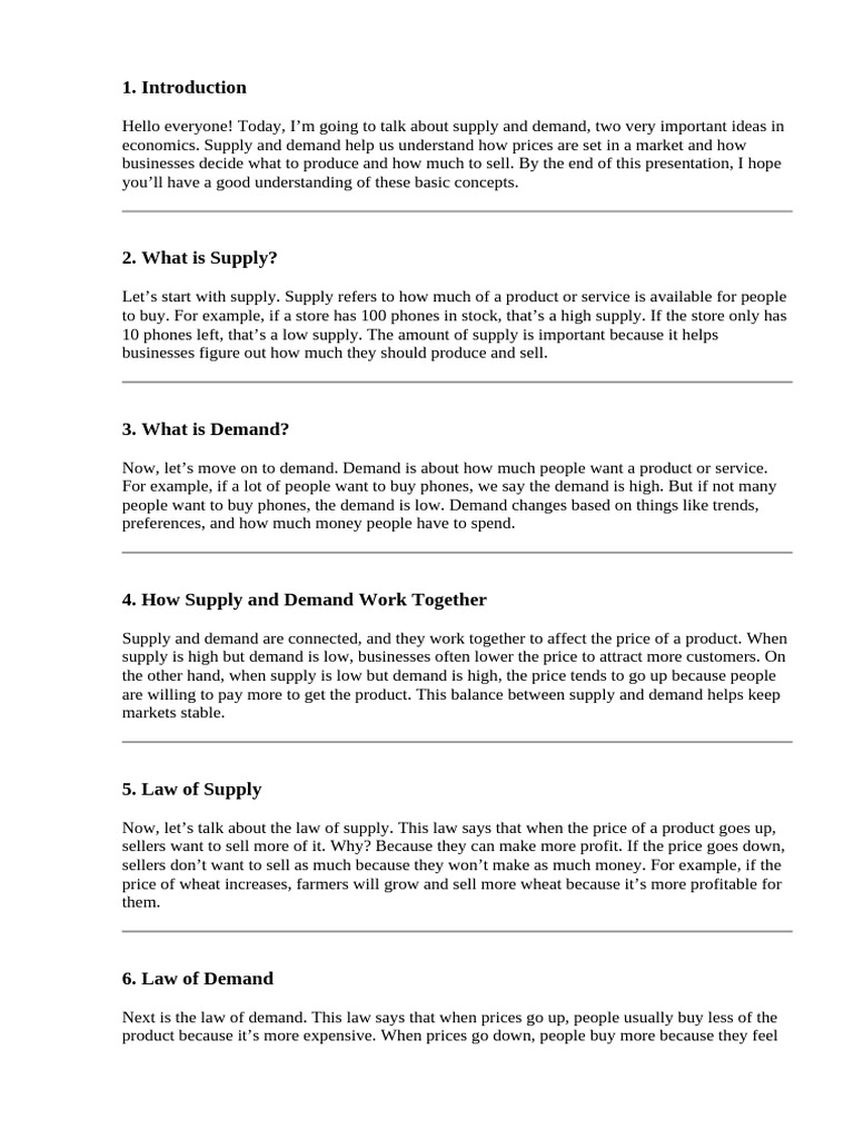 Supply and demand speech | PDF | Demand | Prices