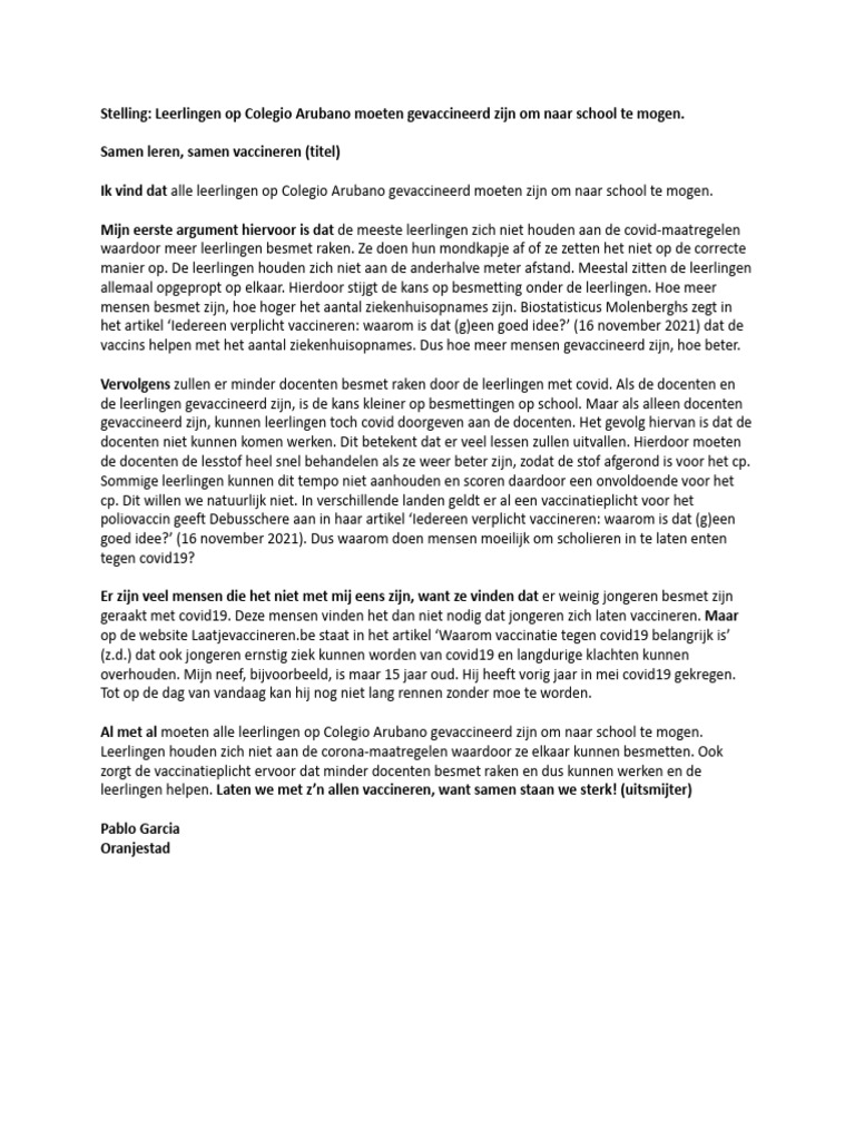 Voorbeeld Betoog | PDF