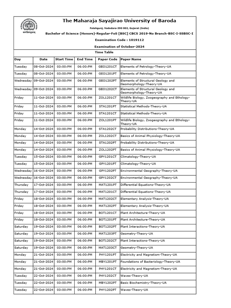 SEM 2 ATKT ExamTimeTable - ExamTimeTable | PDF