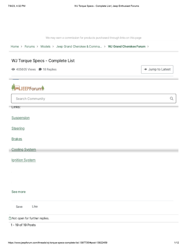 WJ Torque Specs - Complete List - Jeep Enthusiast Forums | PDF | Car ...
