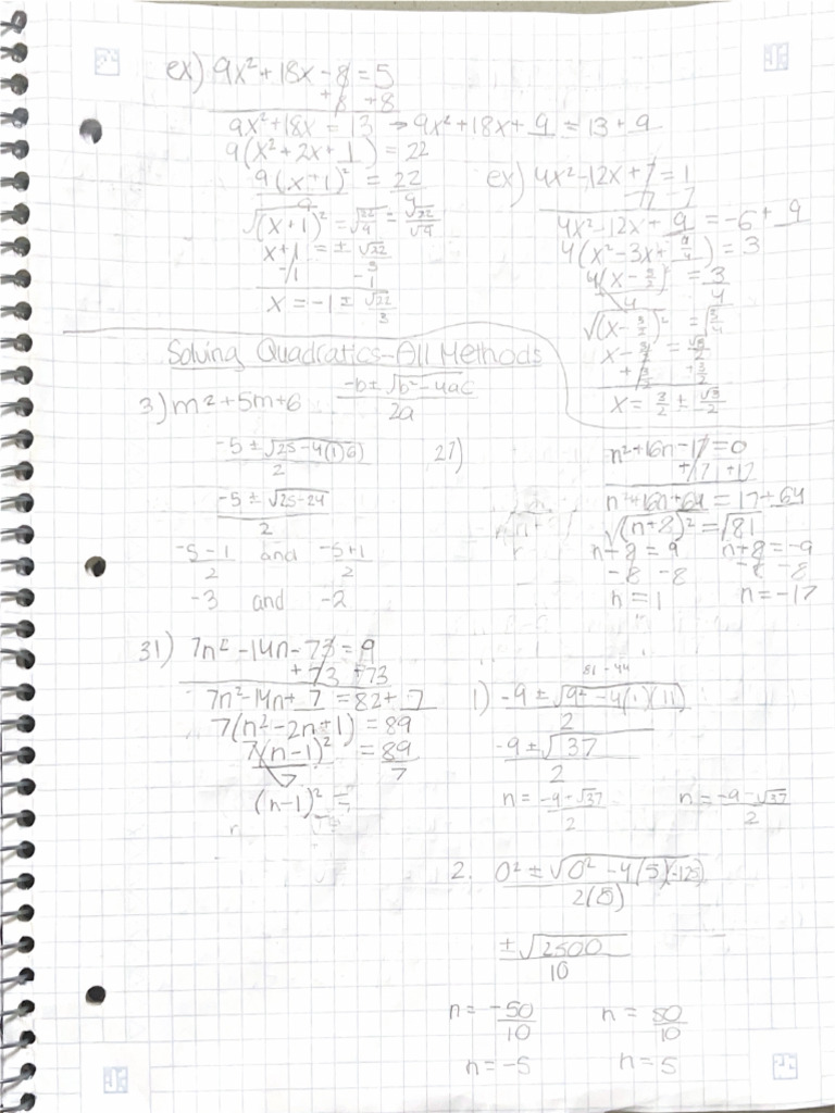 Completing The Square Algebra 2 | PDF