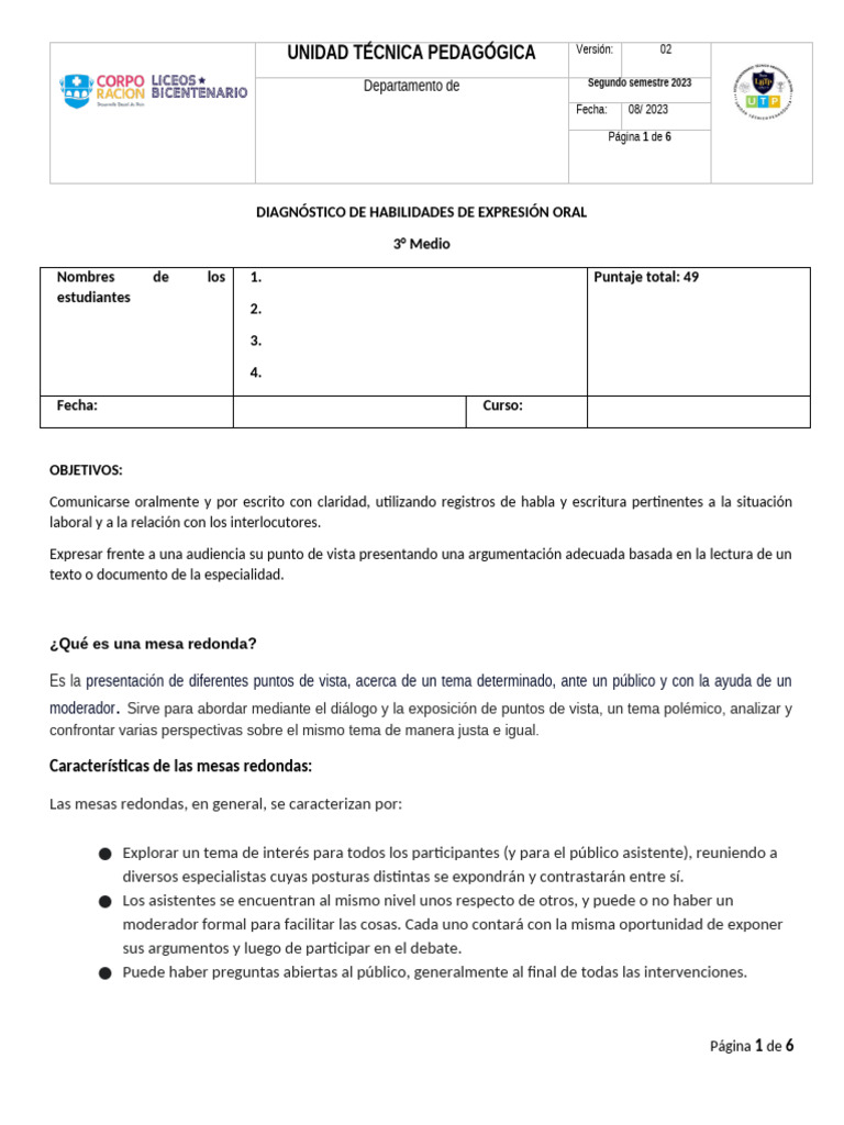 Rúbrica Diagnóstico CLíder | PDF