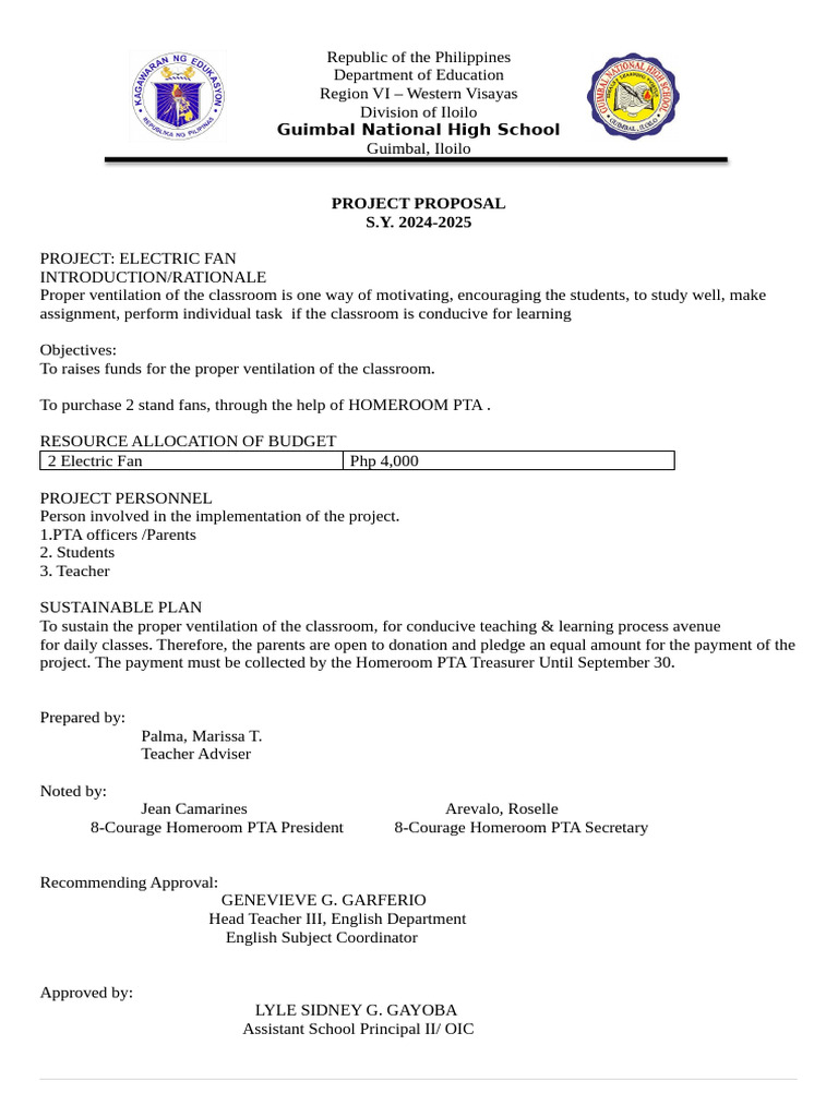 grade 8 project proposal | PDF