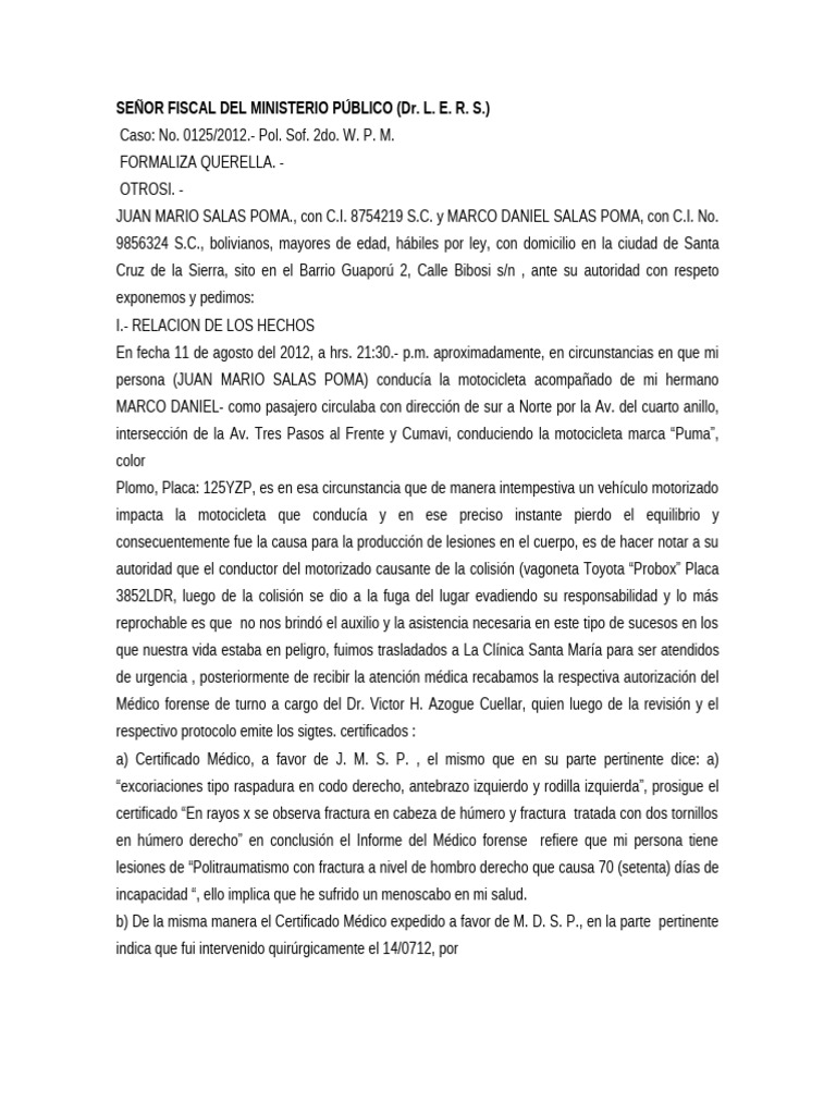 Formaliza Querella | PDF | Queja | Justicia