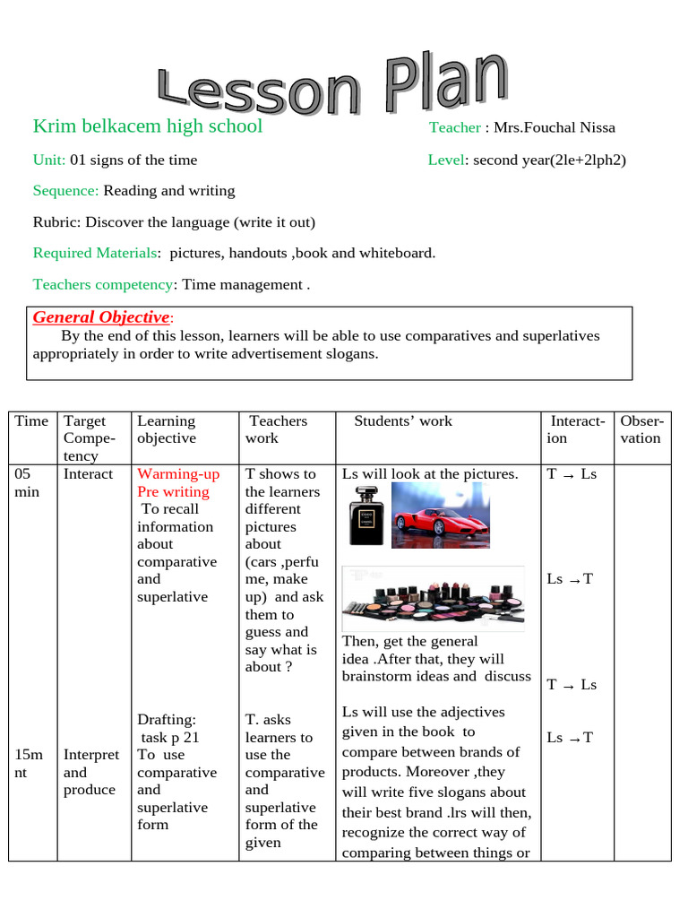 advertisement slogans lesson plan | PDF | Teaching | Education Theory