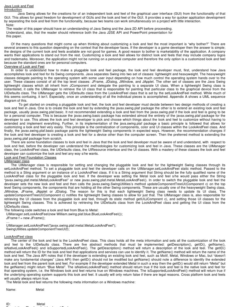 Java Look And Feel Pdf Class Computer Programming Java