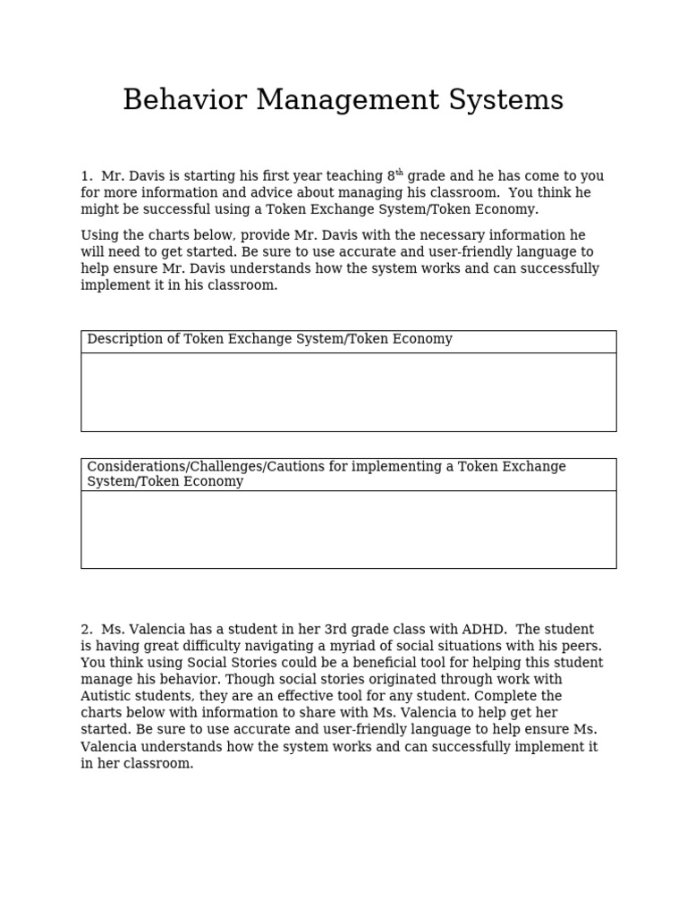 255 Behavior Management Systems Worksheet | PDF | Social Psychology ...