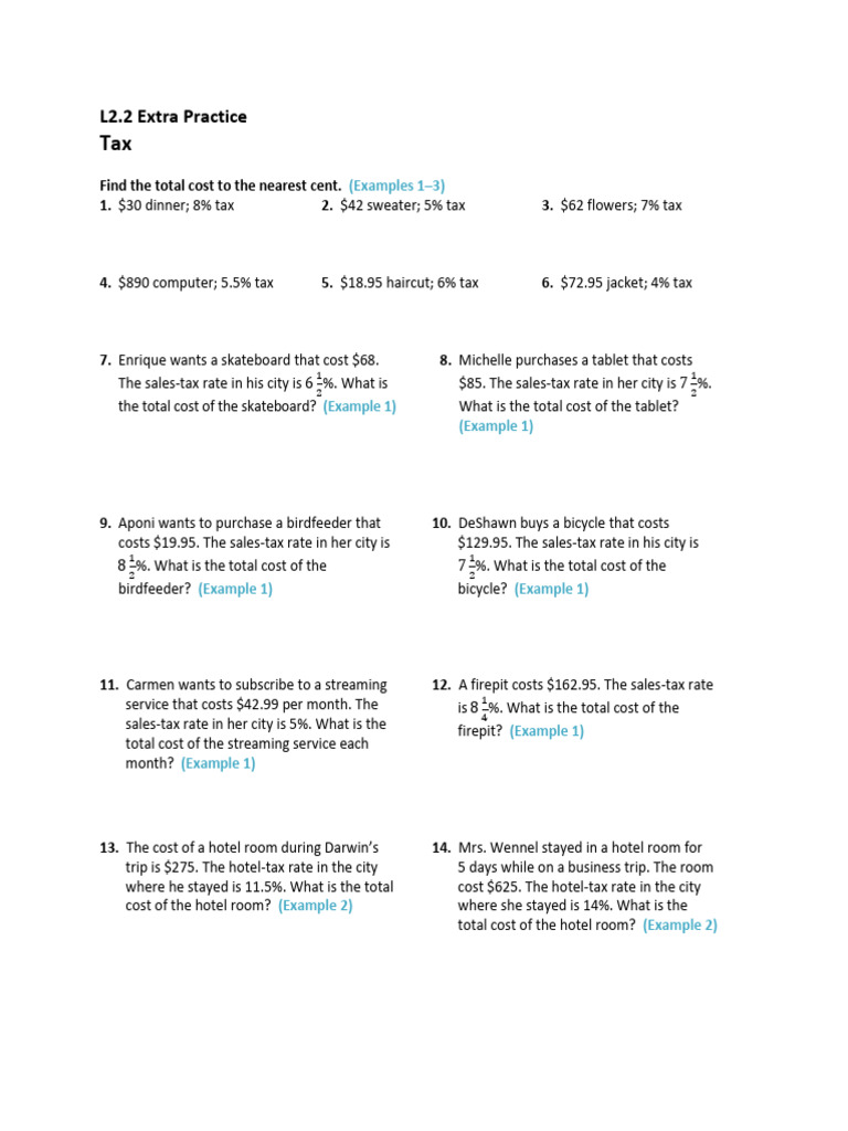 G7M2L2-2 Extra Practice | PDF | Sales Tax | Taxation