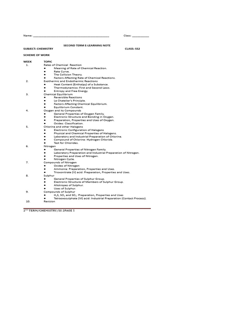 2ND Term S2 Chemistry... - 2 | PDF | Reaction Rate | Chemical Reactions
