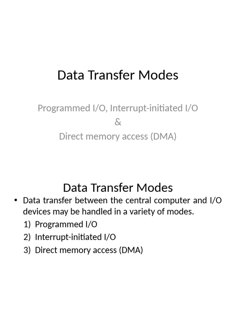 23 Data Transfer Modes | PDF | Input/Output | Computer Data Storage