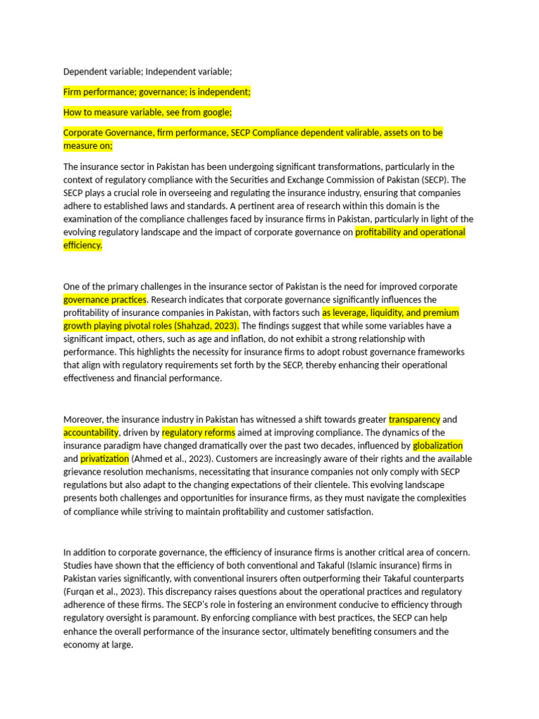 OBA-The Insurance Sector in Pakistan Has Been Undergoing Significant ...