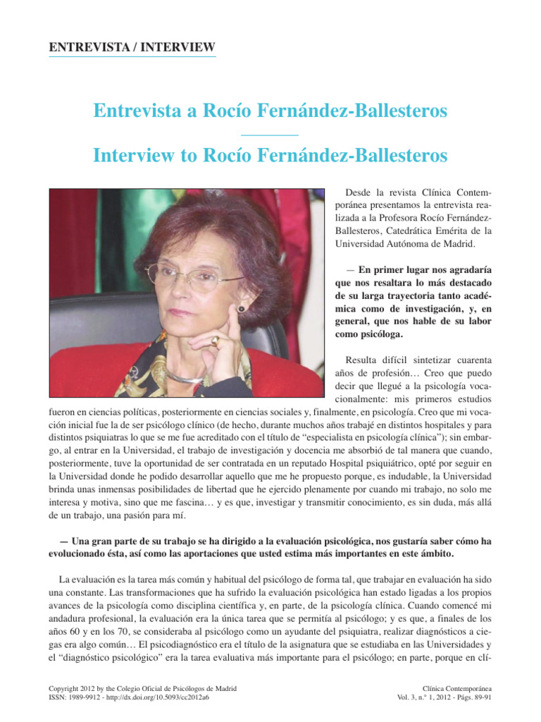 Entrevista A Rocío Fernández-Ballesteros Interview To Rocío Fernández ...
