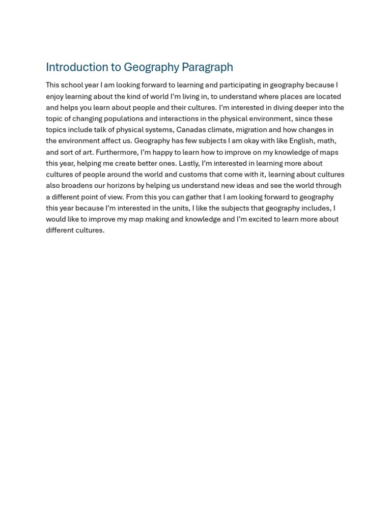Introduction To Georgraphy Paragraph | PDF