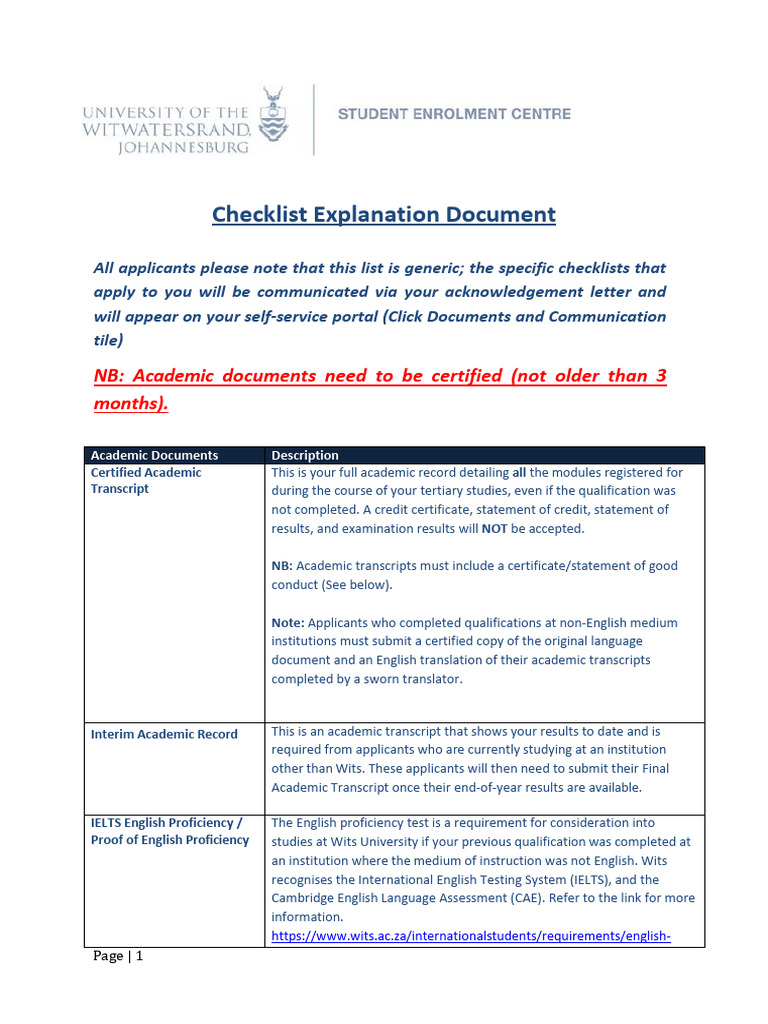 Checklist Explanation 2023 | PDF | International English Language ...