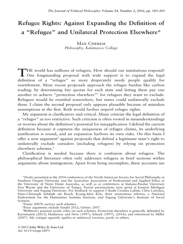 Refugee Definition Debate | PDF | Refugee | Internally Displaced Person