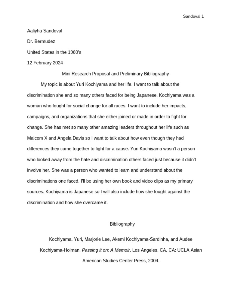 Mini Research Proposal and Preliminary Bibliography | PDF | Society Of ...