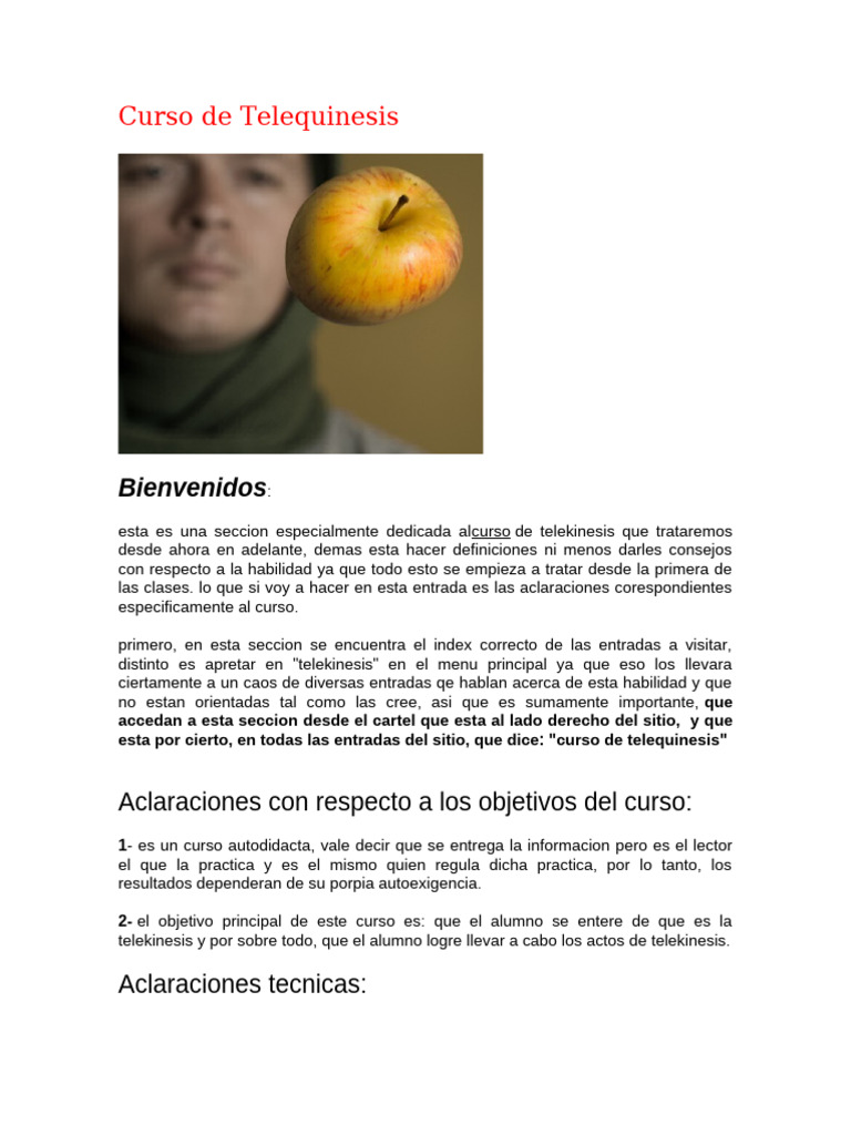 Curso Práctico de Telequinesis | PDF | Mente