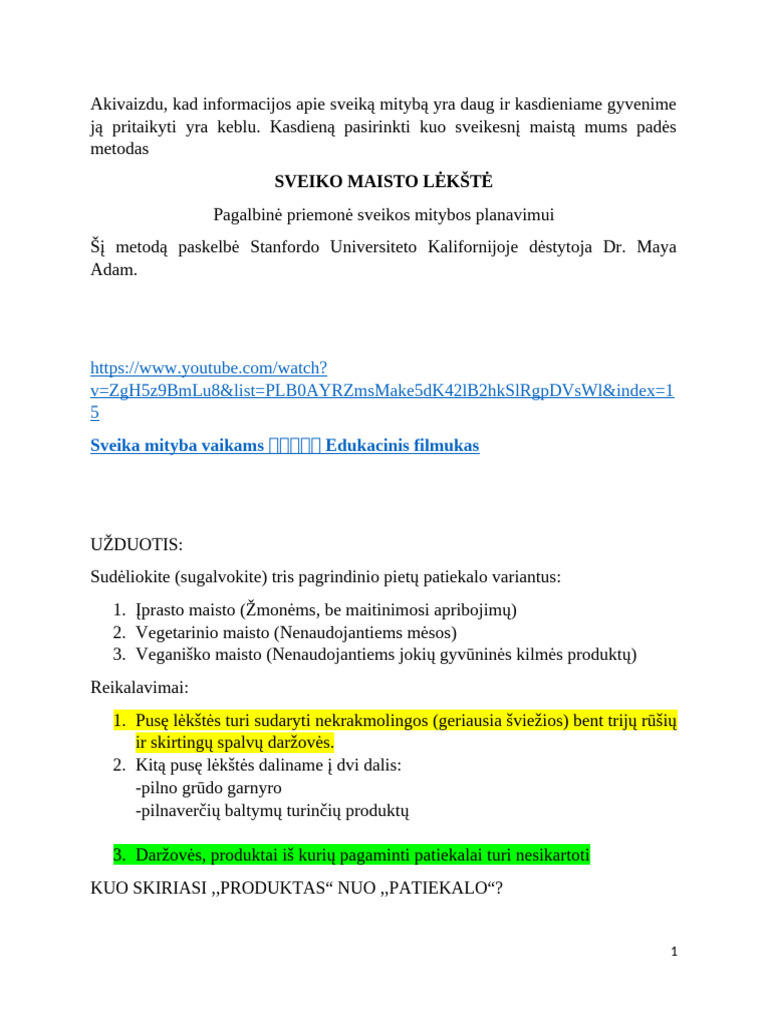 2 Uzd Sveika Mityba 7 KL | PDF