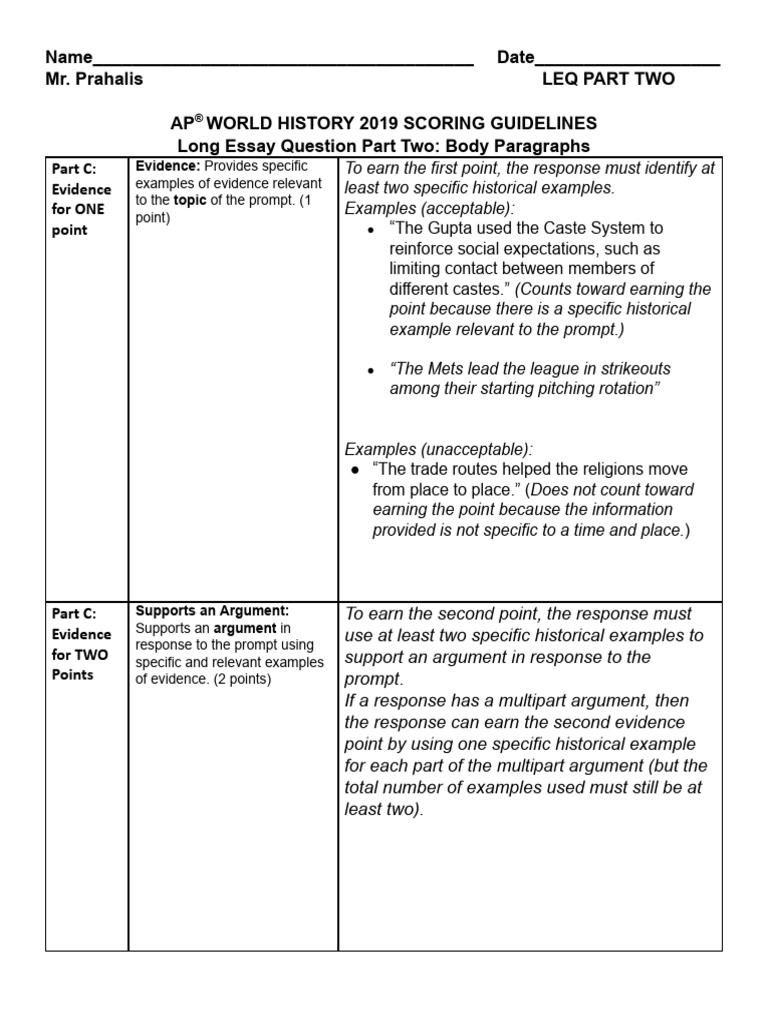 LEQ - Body Paragraphs PDF | PDF | Reason | Essays