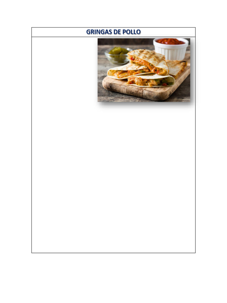 Gringas de Pollo | PDF | Cilantro | Salsa