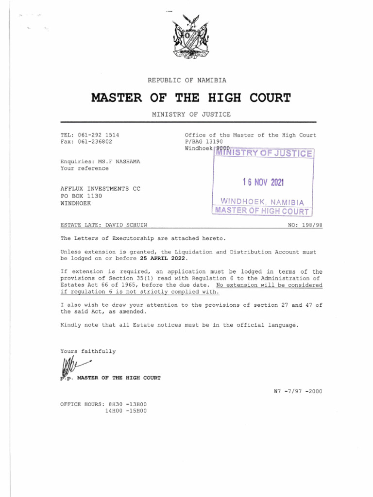 Executors for Estate of David Schuin | PDF | Public Law