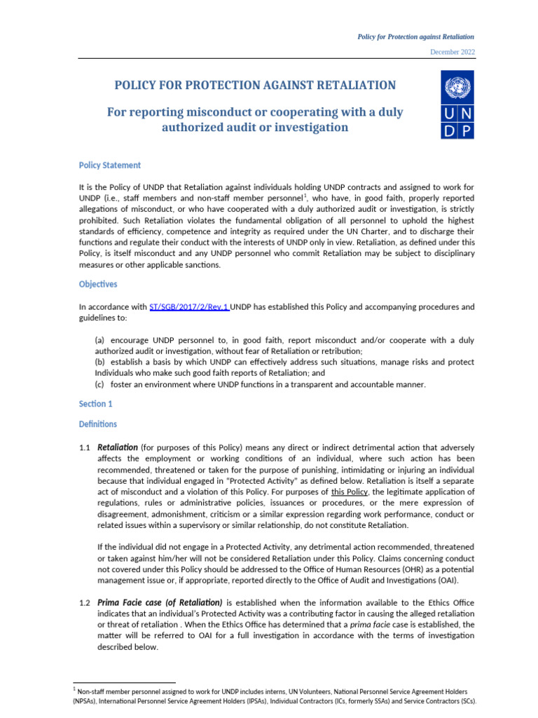 AC_Ethics_Protection against Retaliation | PDF | Regulatory Compliance ...